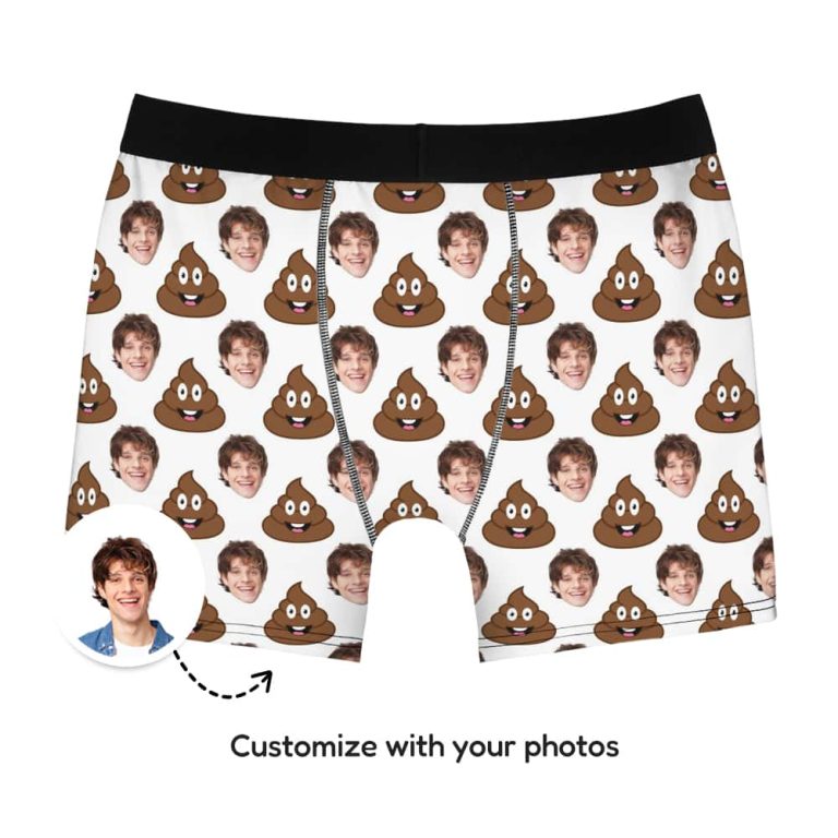 Funny Poop Emoji Boxers with Your Photos - Face Undies